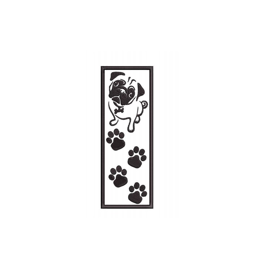 Pug Bookmark 2 Will Fit a 5x7 Hoop This is a Machine Embroidery Design ...
