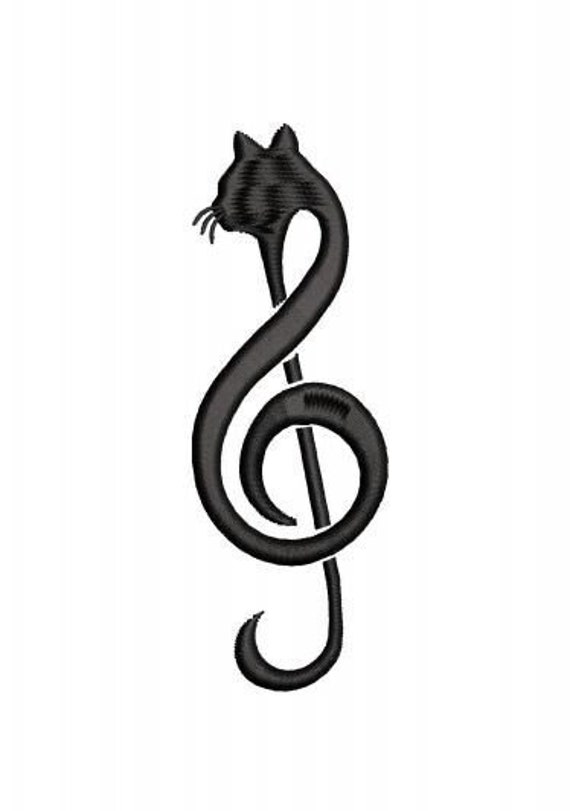 Treble Clef Cat is a Machine Embroidery Design Which is a - Etsy