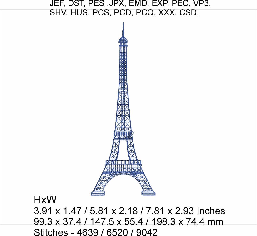 Eiffel Tower Paris Machine Embroidery Hoop Design Instant Download - Etsy