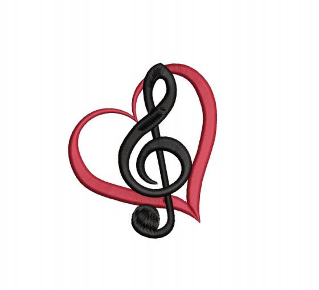 Treble Clef With Heart Will Fit a 4x4 Hoop This is a Machine - Etsy