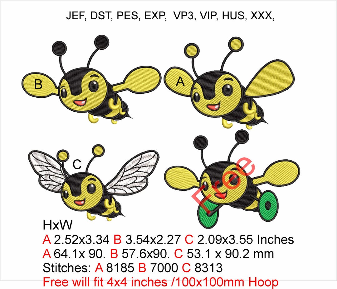 Buzzy Bumble Bee Machine Embroidery Hoop Design Instant Download - Etsy