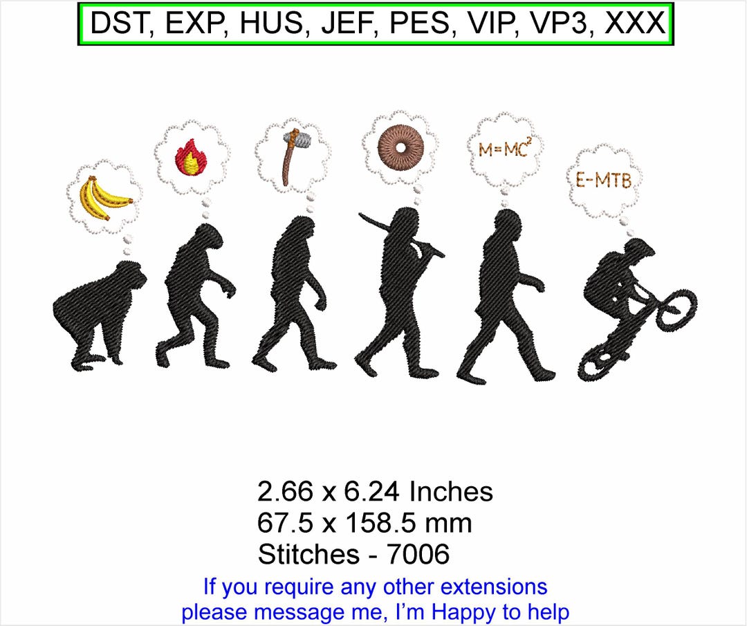 Evolution of Man to the BMX Bike Machine Embroidery Hoop Design ...