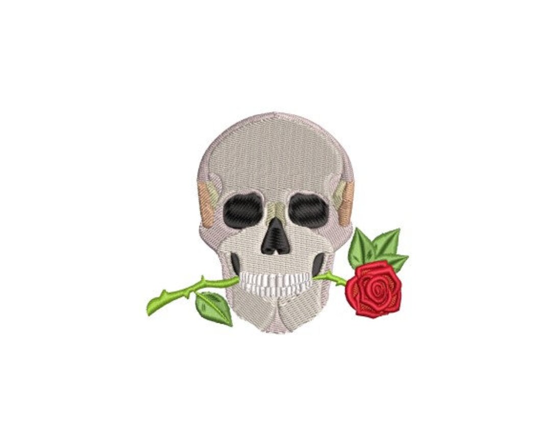 Kenny the Skull With a Rose 3 Sizes Will Fit 4x4 6x6 8x8 Hoops is a ...