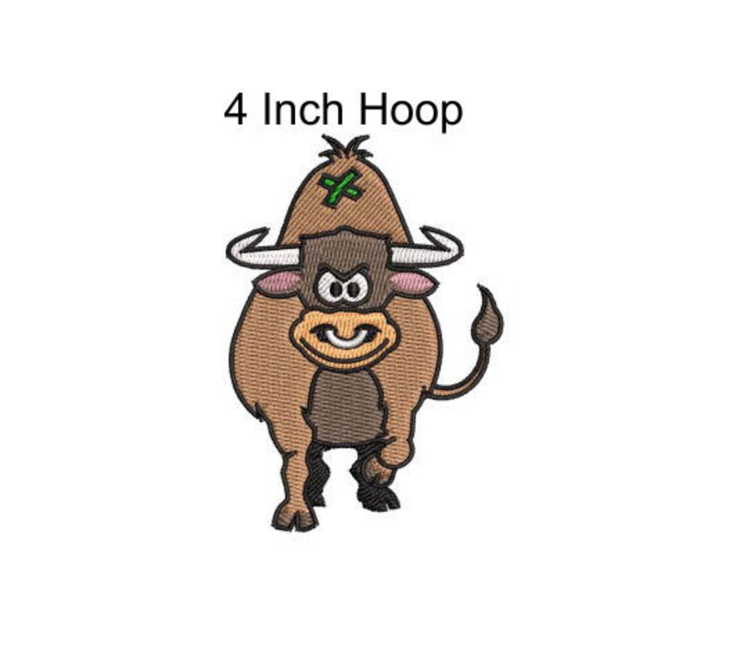 Billy the Bull Will Fit in a 4x4 Hoop This a Machine Embroidery Design ...