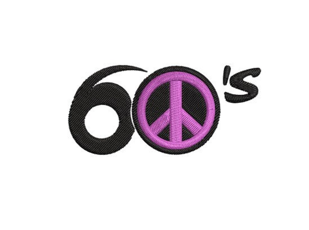 60s Peace Sign 2 Designs in 2 Zipped Files 4x4 Hoop These Are Machine ...