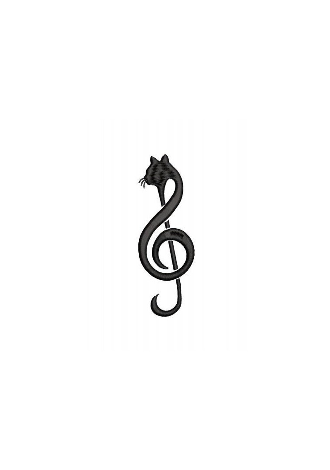 Treble Clef Cat Will Fit in a 4x4 Hoop This is a Machine Embroidery ...