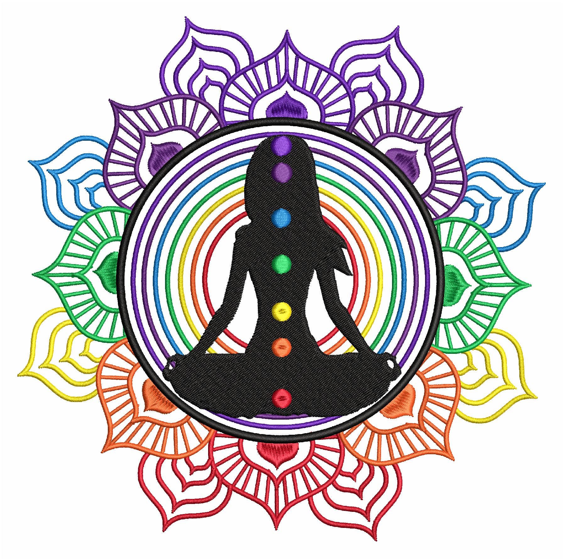 Chakra Girl Lotus Flower, Thin & Thick Lines Embroidery Machine Hoop ...