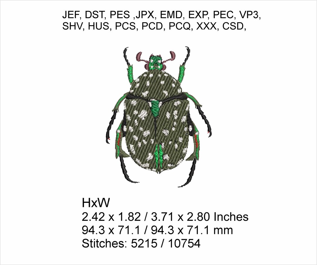 Billy the Green Beetle - Sizes 2.42 X 1.82 / 3.71 X 2.80 Inches ...