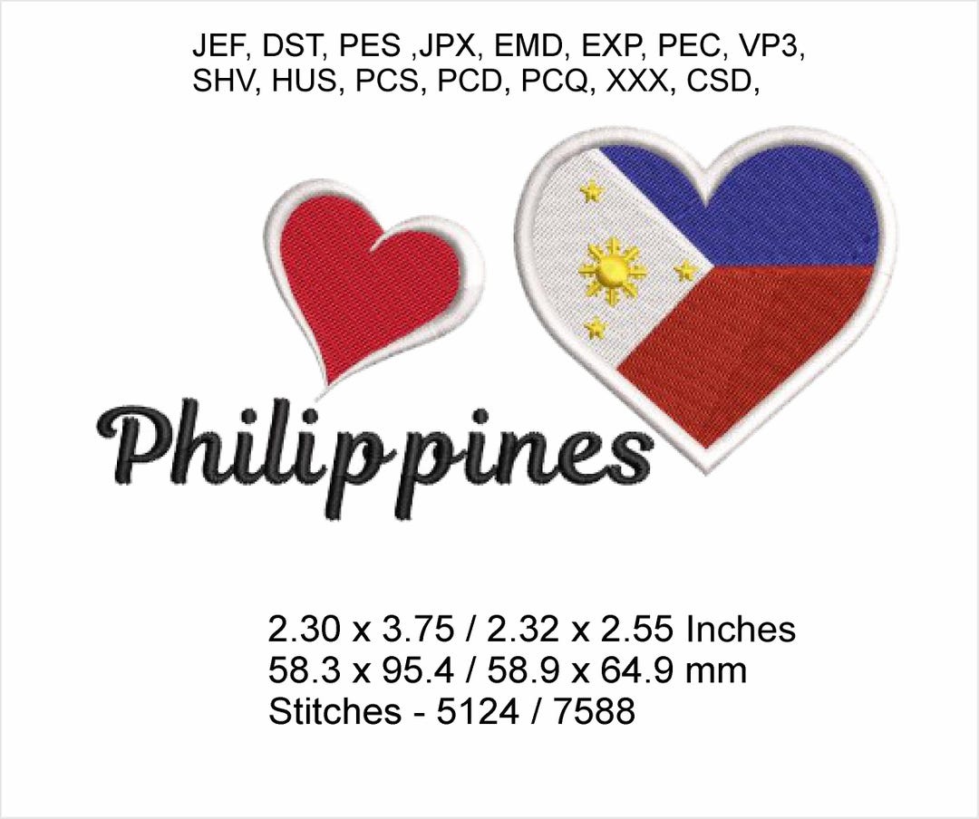 I Love (heart) Philippines / Heart Flag 2 Designs - Sizes 2.30 X 3.75 ...