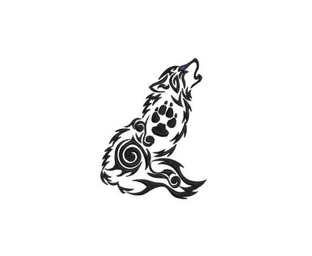 Howling Wolf With Foot Print 3 Sizes 4x4, 6x6 & 8x8 Hoop This is a ...