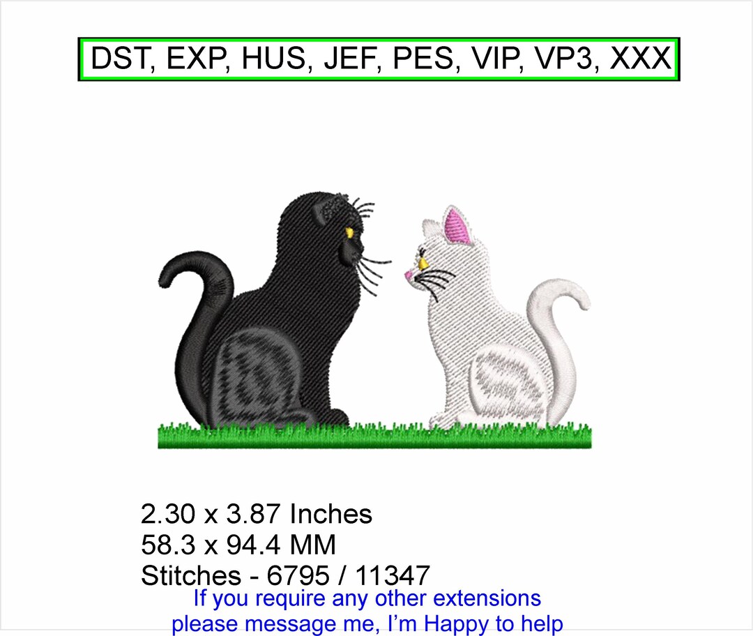 Sambuca and Lillythe Cats -small - Machine Embroidery Hoop Design ...