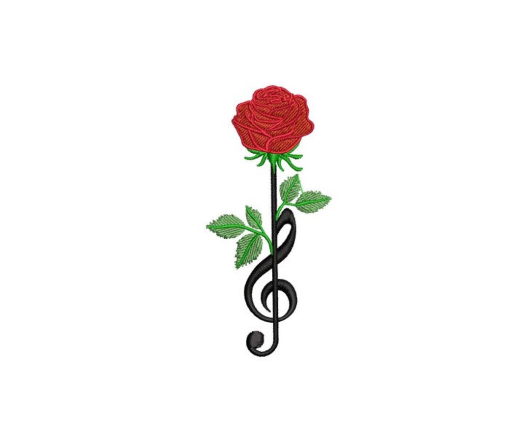 Treble Clef Rose 3 Sizes Will Fit 4x4, 6x6 8x8 Hoop This is a Machine ...