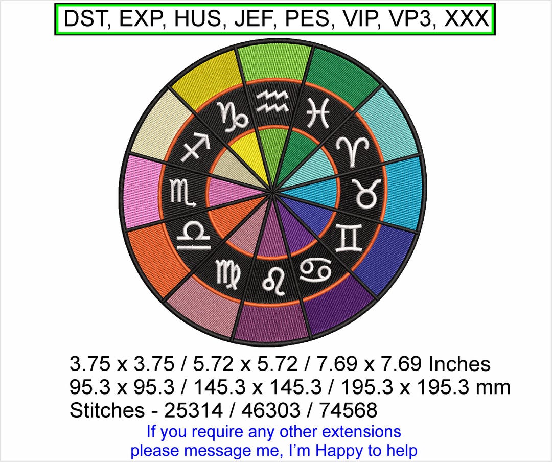 Star Signs Symbol Wheel - Sizes 3.75 X 3.75 / 5.72 X 5.72 / 7.69 X 7.69 ...
