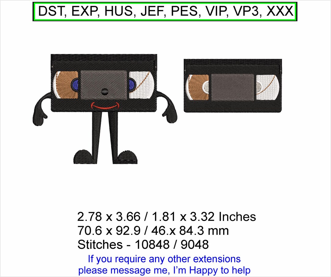 VHS Person and VHS - Sizes 2.78 X 3.66 / 1.81 X 3.32 Inches - Machine ...