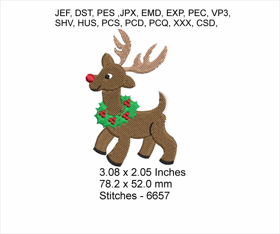 Rudolf the Red Nose Reindeer - Size 3.08 X 2.05 Inches - Machine ...