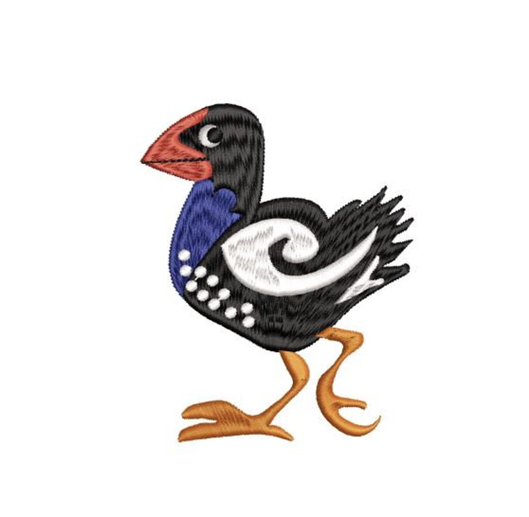 Pukeko Swamp Bird Will Fit a 4x4 Hoop is a Machine Embroidery Design ...