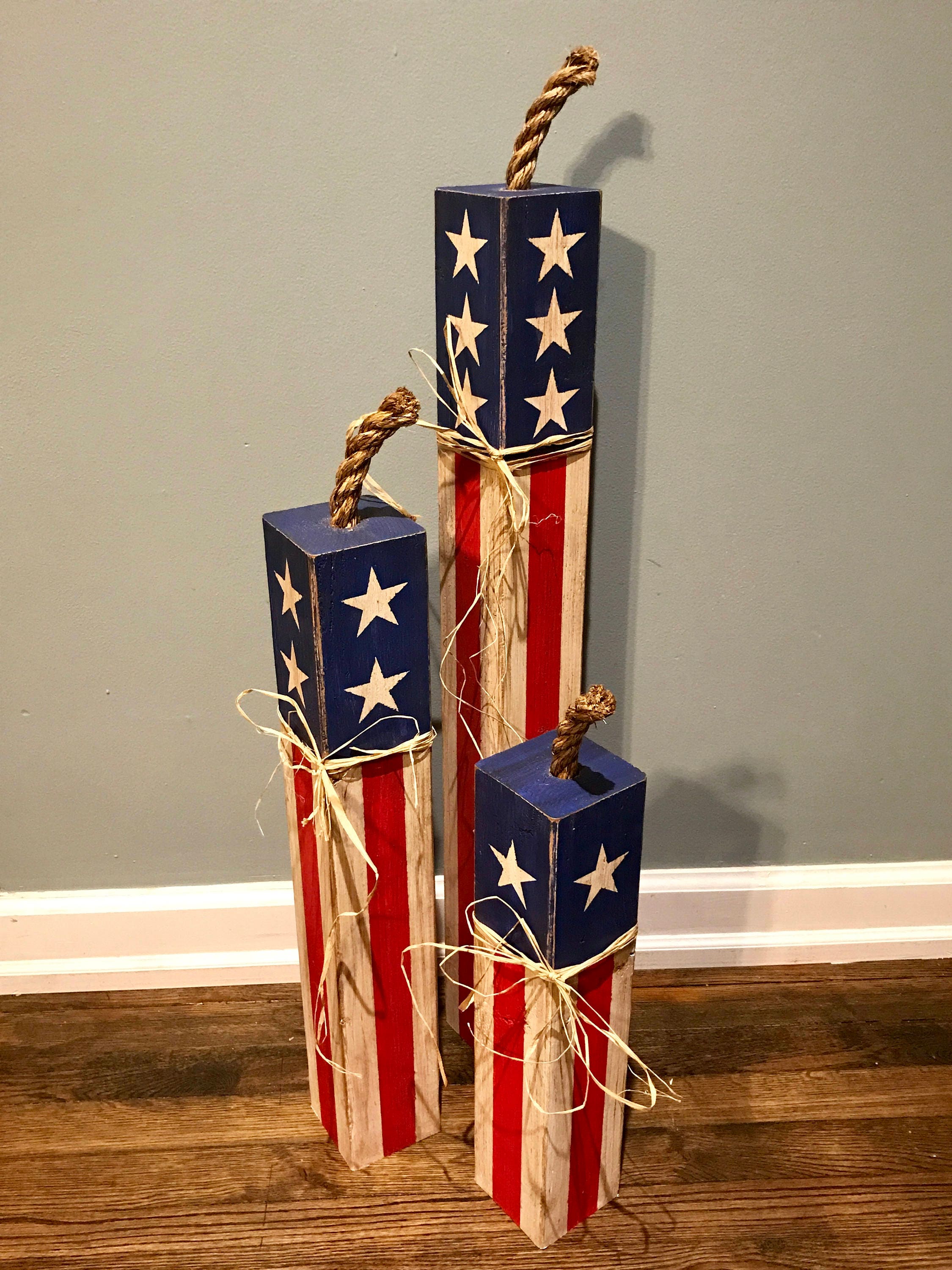 Solid Wood Patriotic Firecrackers - Etsy