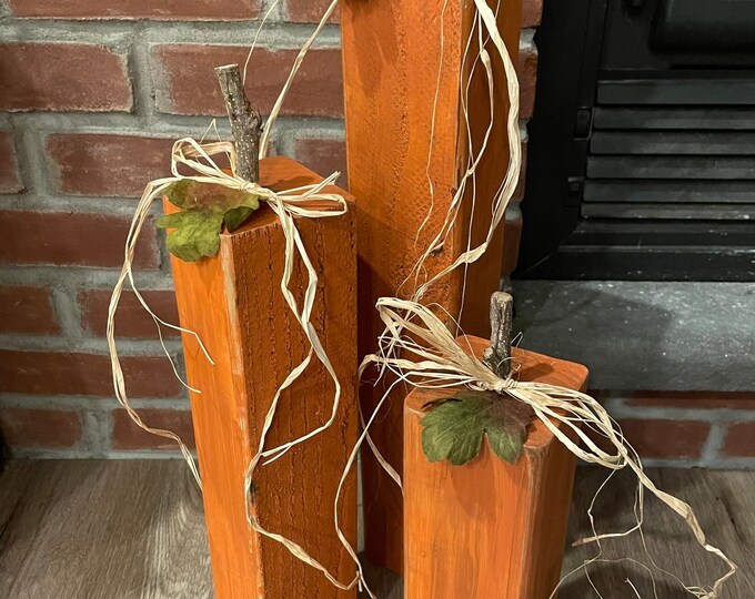 Wood Pumpkins, 4x4 Pumpkins, Wood Pumpkin Set, Fall Porch Decor, Rustic ...