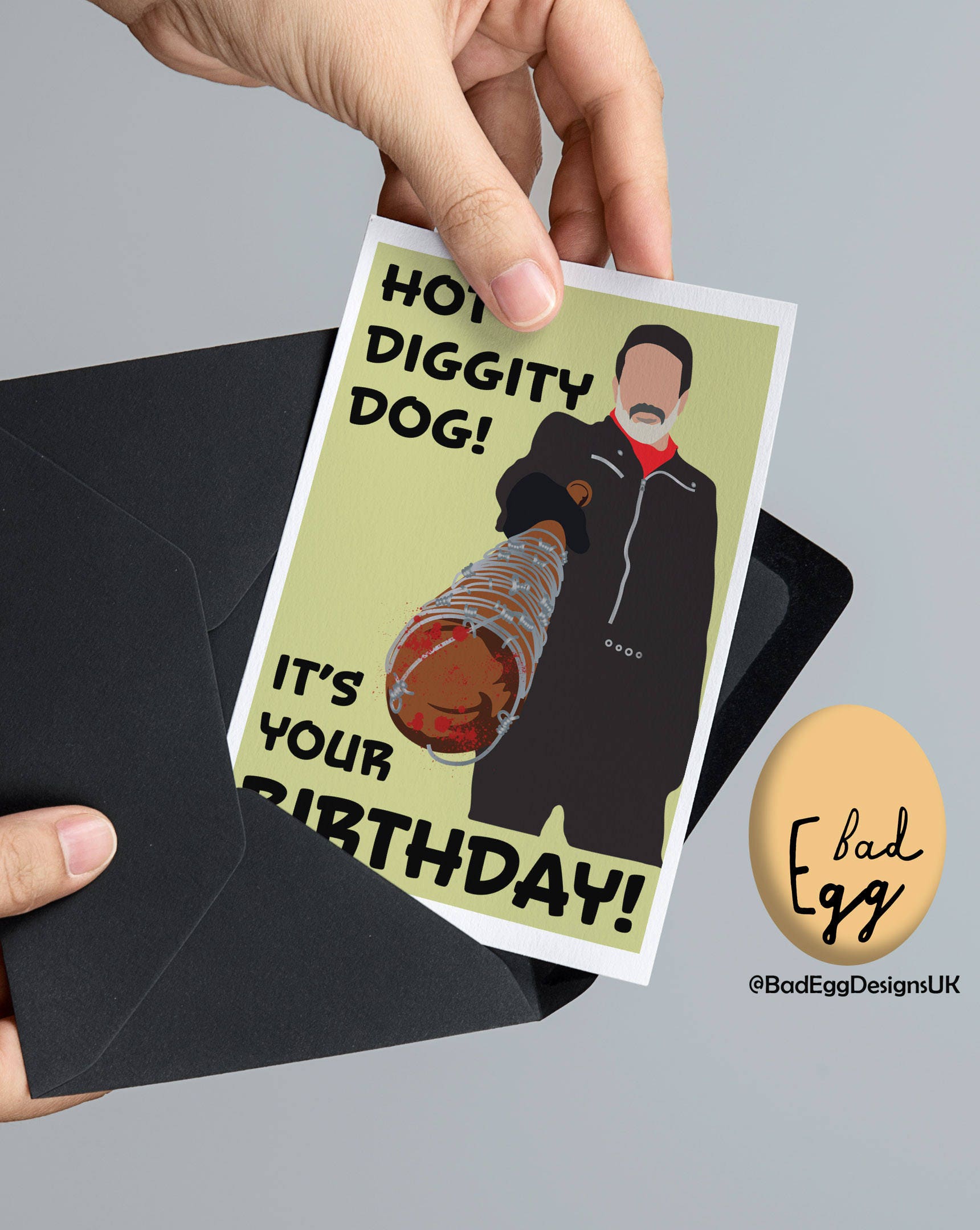 Negan Birthday Card hot Diggity Dog the Walking - Etsy UK