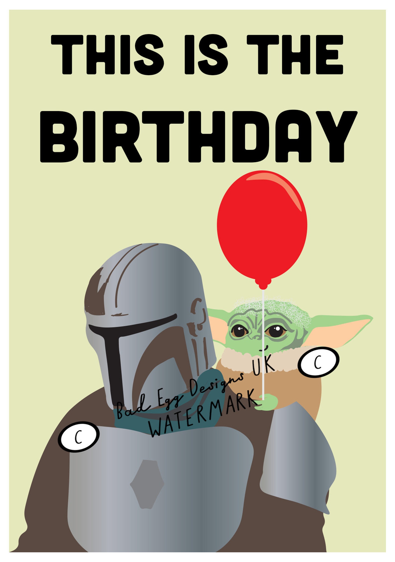 Mandalorian Baby Yoda Grogu Inspired Birthday Card this is the Birthday ...