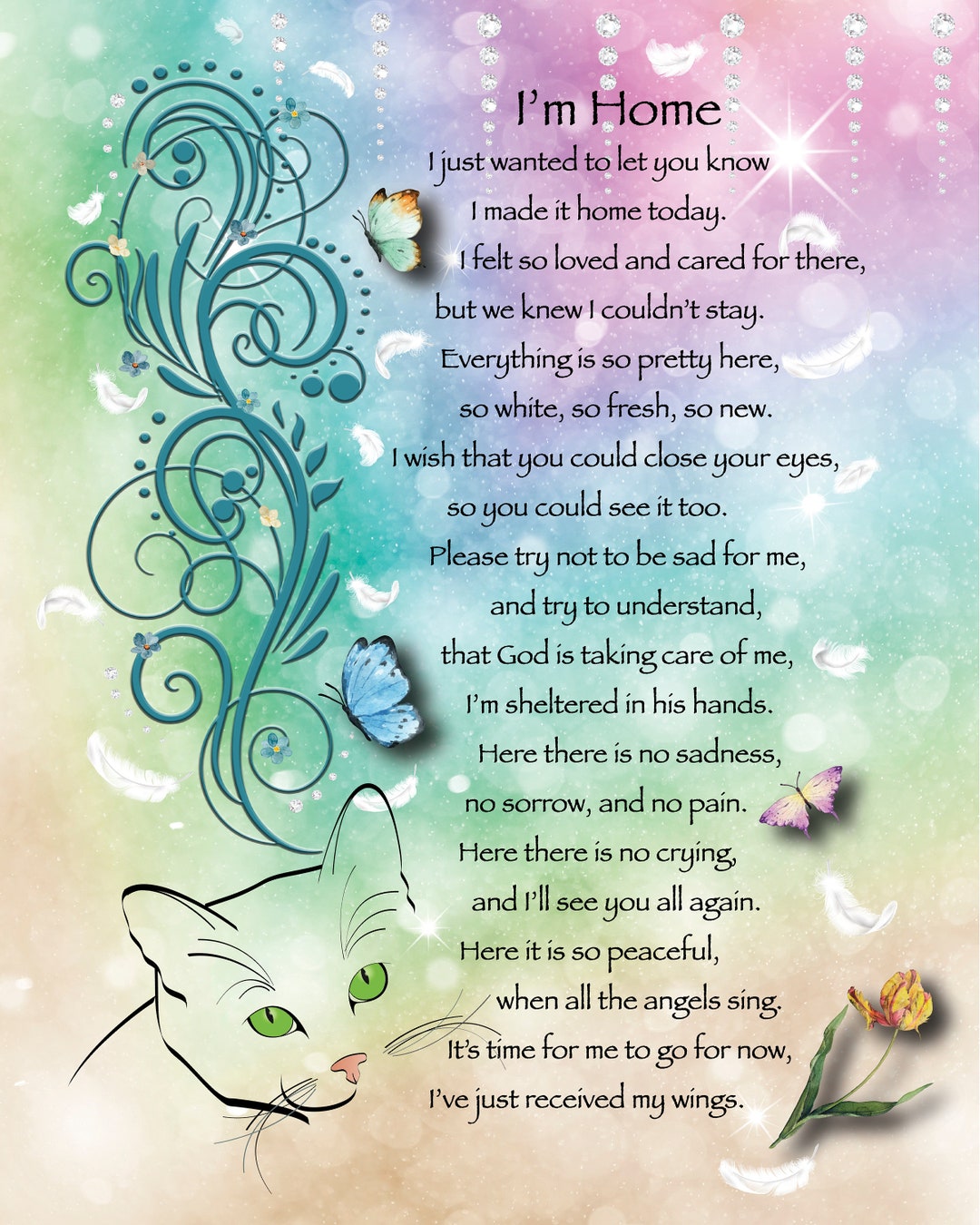 Digital Download 8X10 i Made It Home Cats Poem, You Download & Print ...