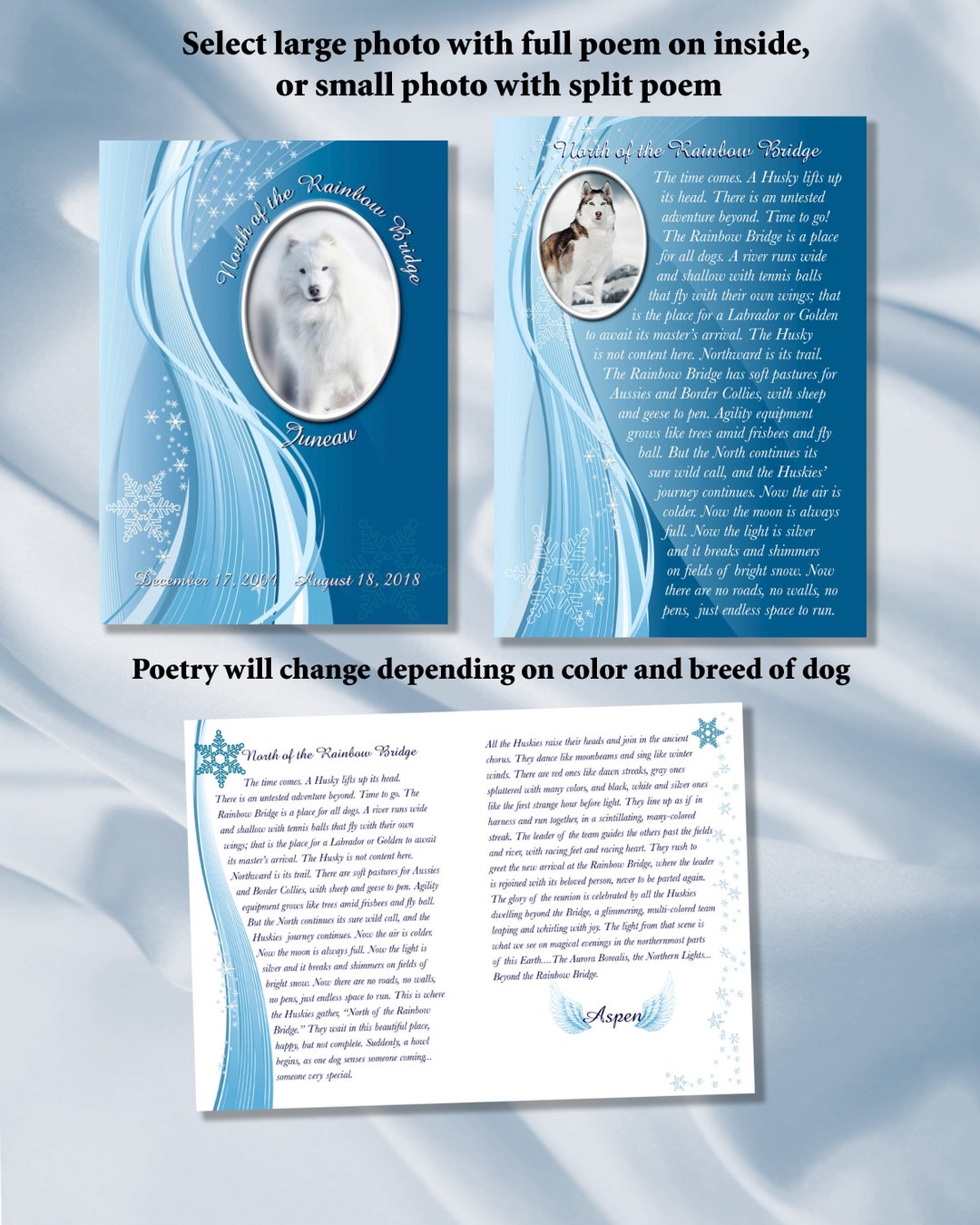 Personalized Northern Dog Breed Memorial Card: Rainbow Bridge Poem - Etsy