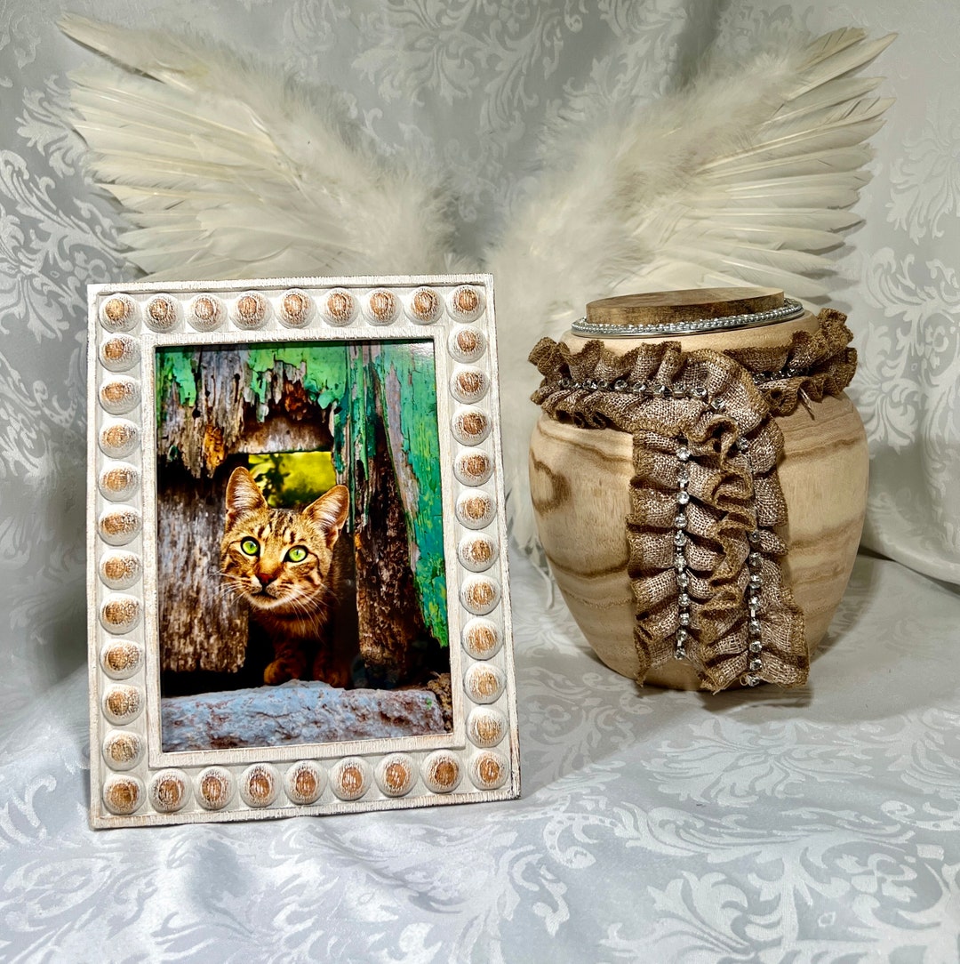 Hand Carved Wood Pet Urn W/matching Frame, Wood Dog Urn, Cat Urn, Pet ...