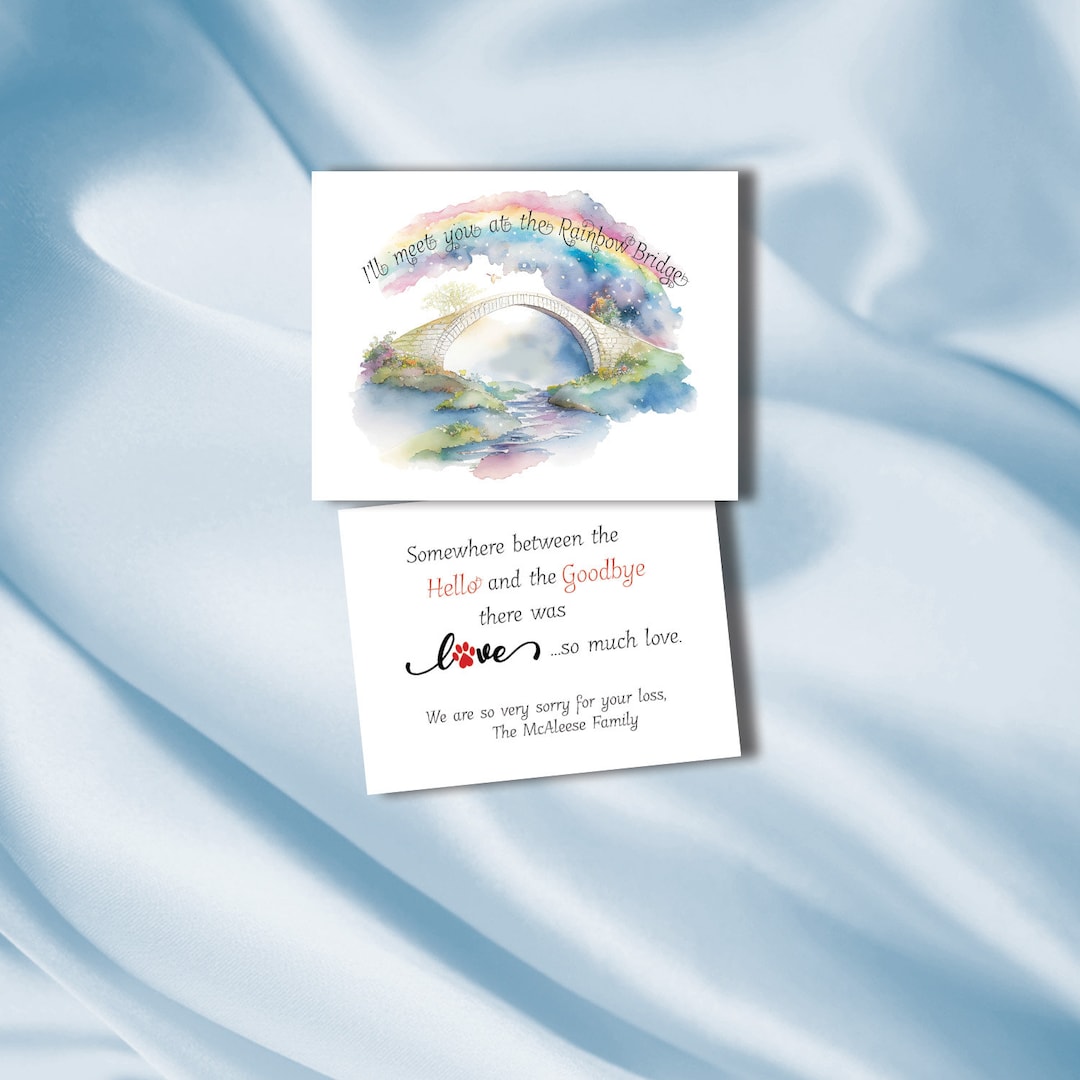 Watercolor Rainbow Bridge Card, Personalized & Mailed, Pet Sympathy ...
