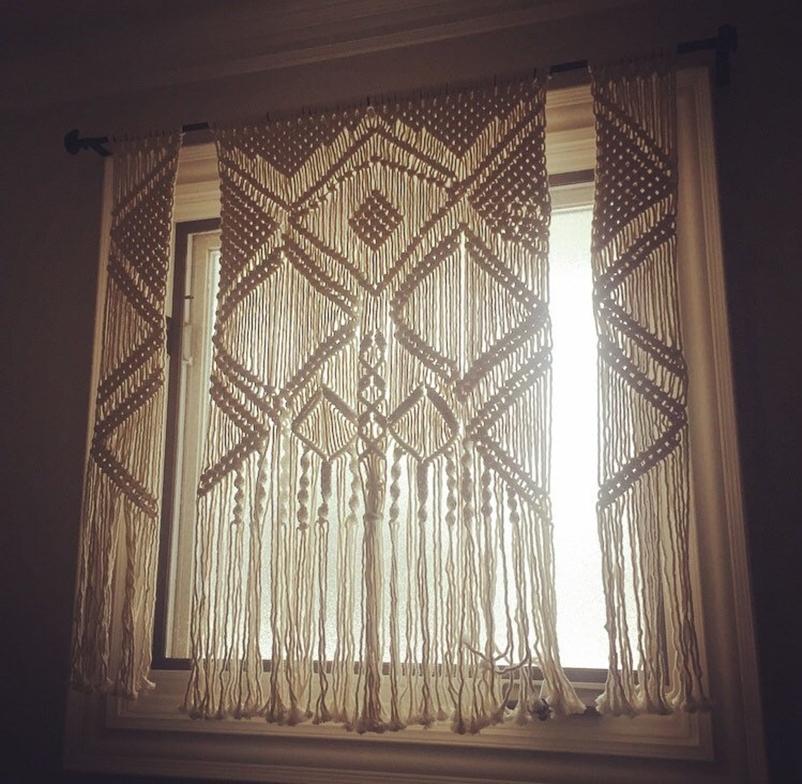 Macrame 3 Panel Window Covering - Etsy UK
