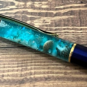 Ocean Beach Themed Snow Globe Pen Glitter Floating Ballpoint Writing ...