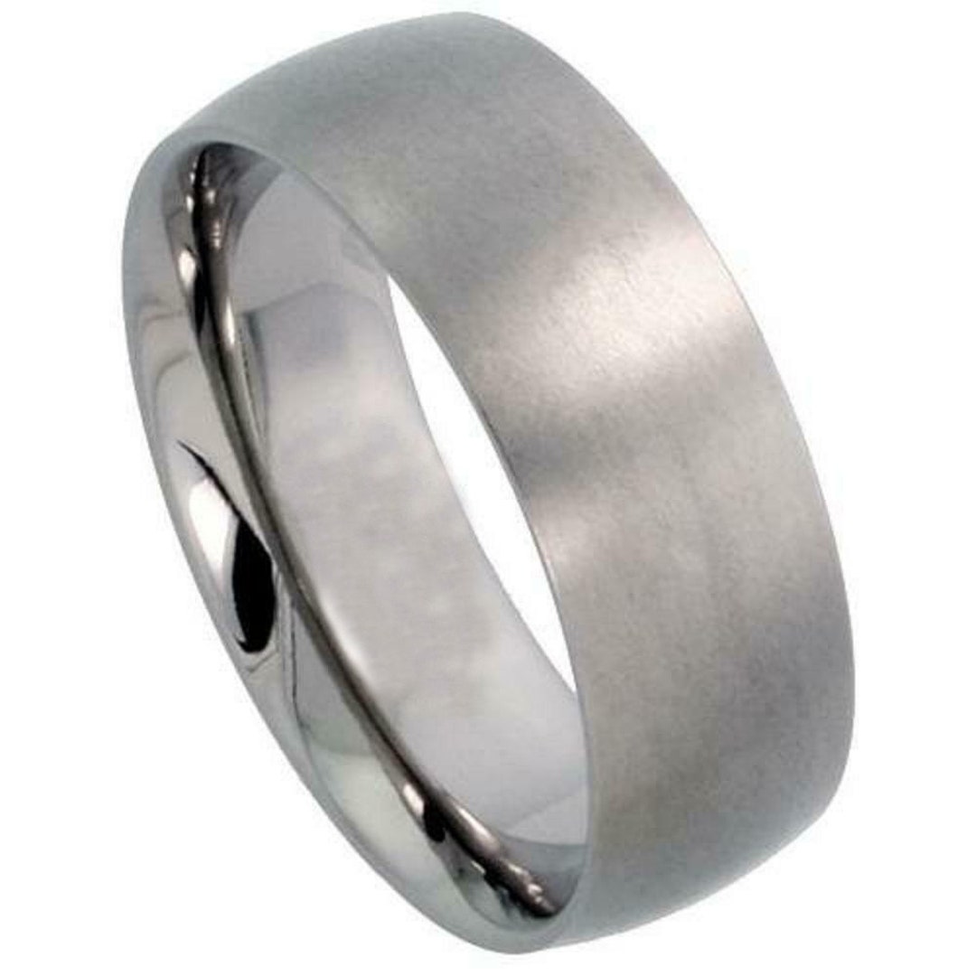 Stainless Steel Plain Ring Brushed Matte Finish Comfort Fit Wedding ...