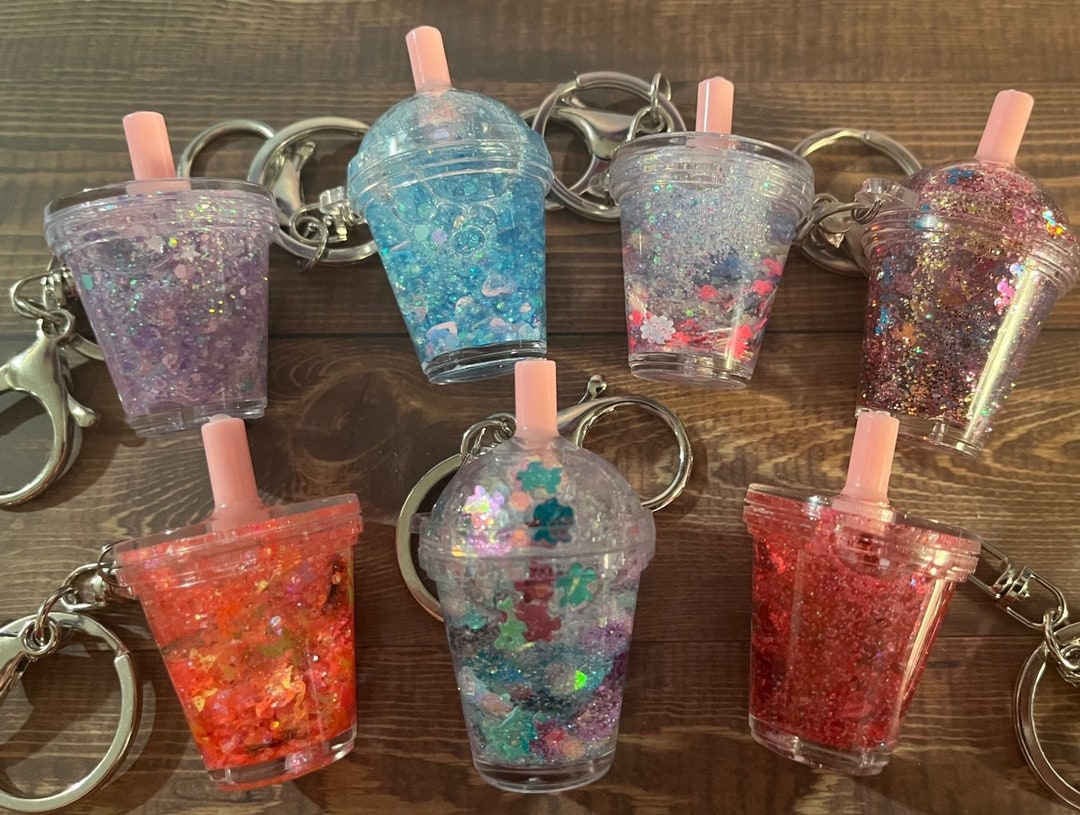 Snow Globe Tumbler Keychains - Shaker Glitter Purse and Backpack Charms ...