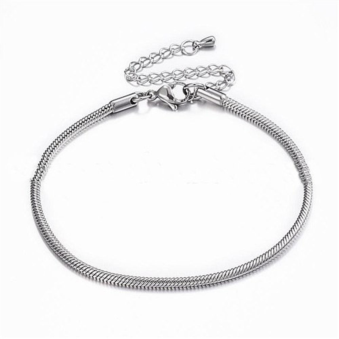 Stainless Steel Pandora Style Snake Chain Charm/bead - Etsy