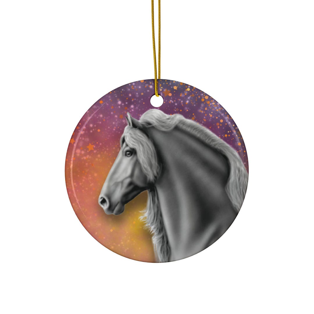 Spirited Friesian Horse Ceramic Holiday Christmas Ornament - Etsy
