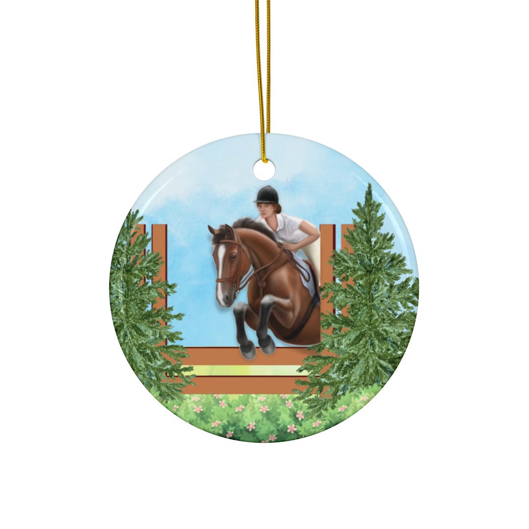 Equestrian Show Jumping Horse Riding Christmas Holiday Ceramic Ornament ...