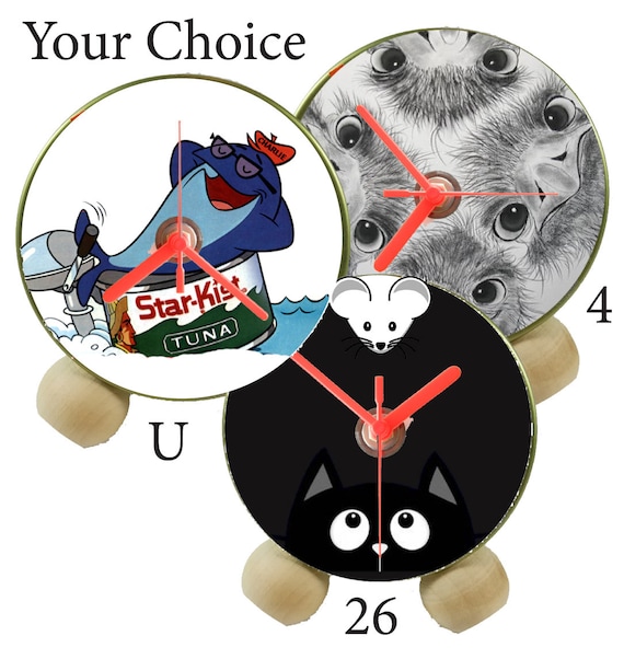 Tin Can Clock Whimsical Desk Clock Up-cycled Unique Gift | Etsy