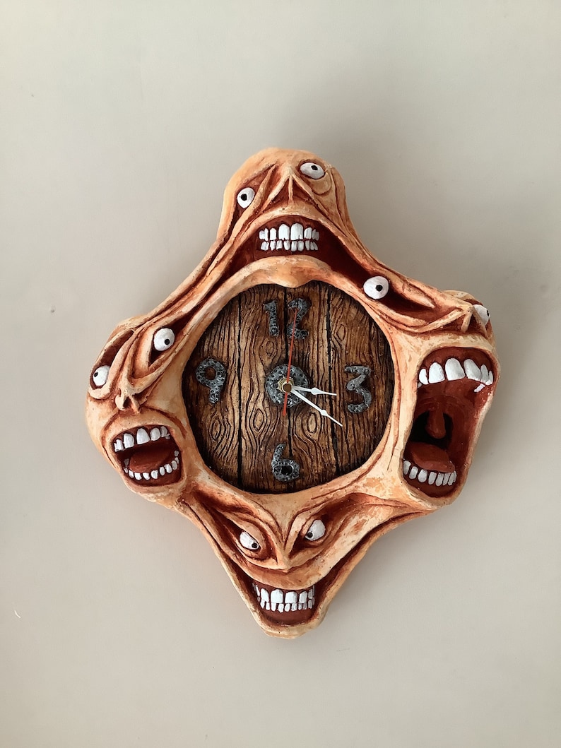 Large wall hanging gaping gob clock | Etsy