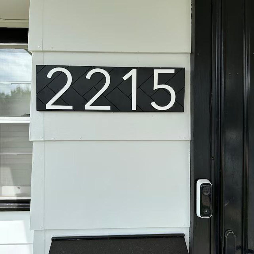 Personalized Herringbone House Number Sign: Modern Curb Appeal (20" X 5 ...