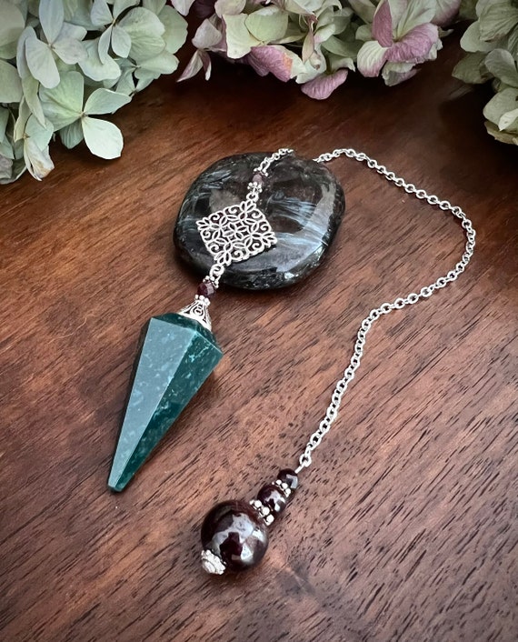 Bloodstone Pendulum With Garnet Beads Free US Shipping - Etsy