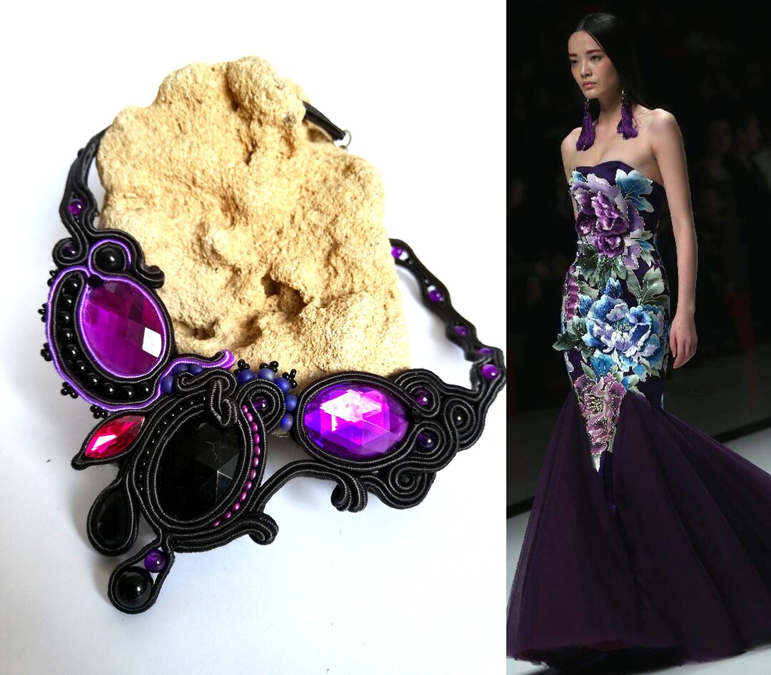 Elegant Soutache Necklace Made of the Finest Materials. - Etsy