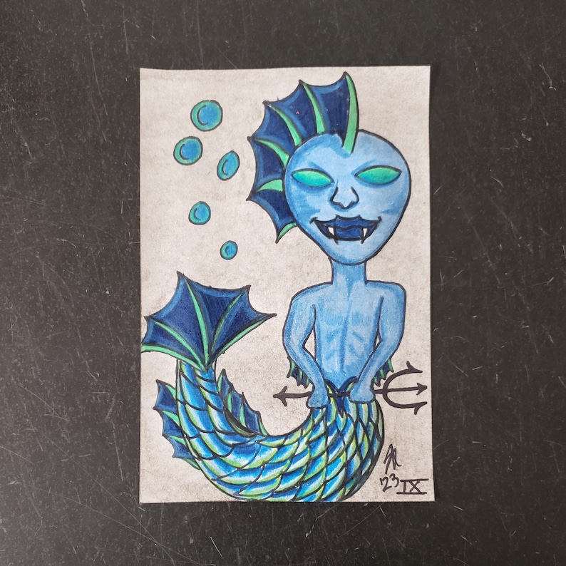 Finfolk Original Drawing - Etsy