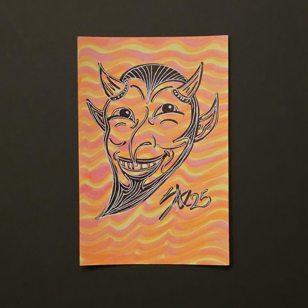 Devil Original Drawing - Etsy