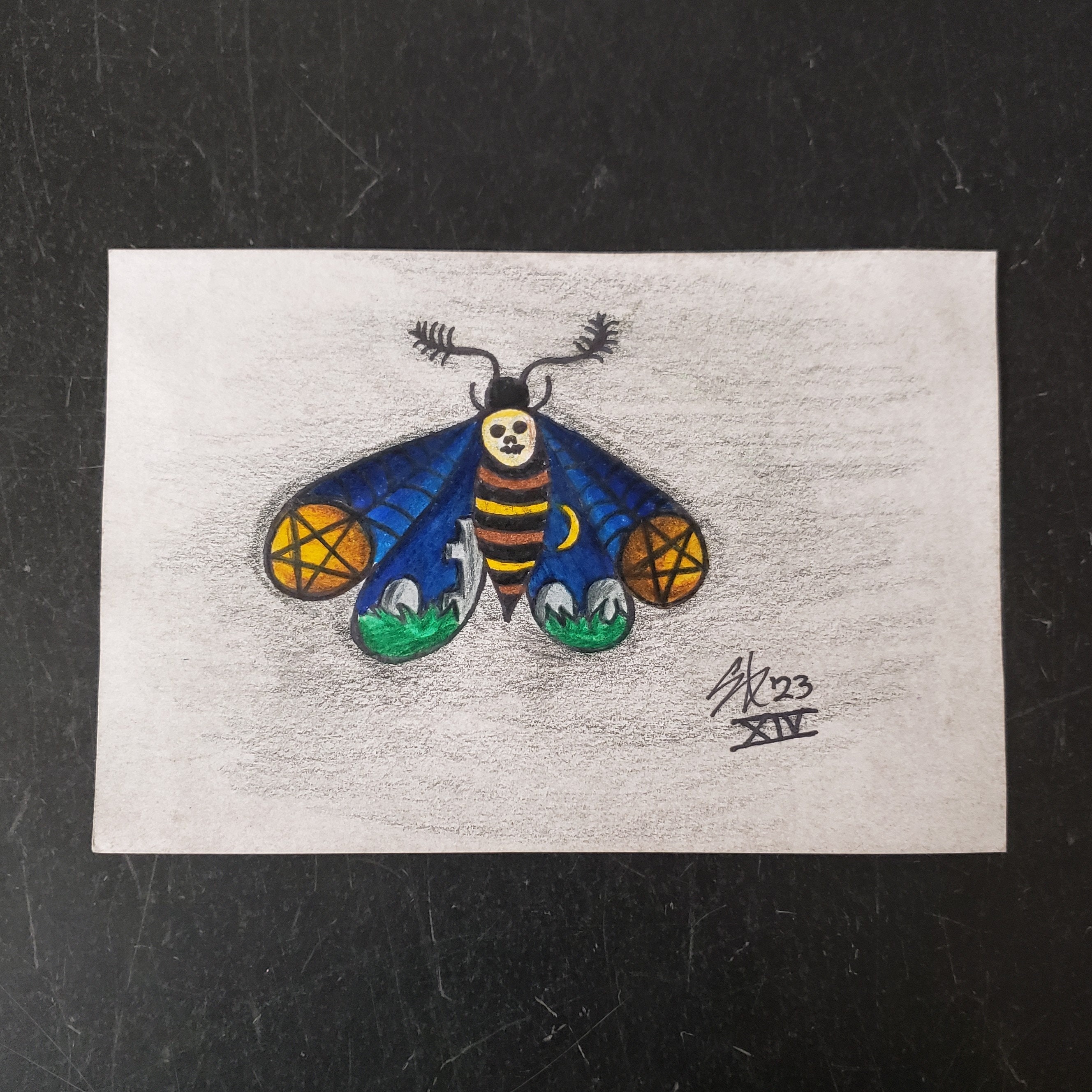 Goth Moth Original Drawing - Etsy