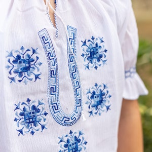 Greek Folk Art Style Girl's Embroidery Blouse - Etsy UK