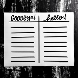 Goodbye Hello List Printable PDF Digital Download - Etsy