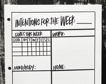 Intentions for the Week Calendar - Etsy