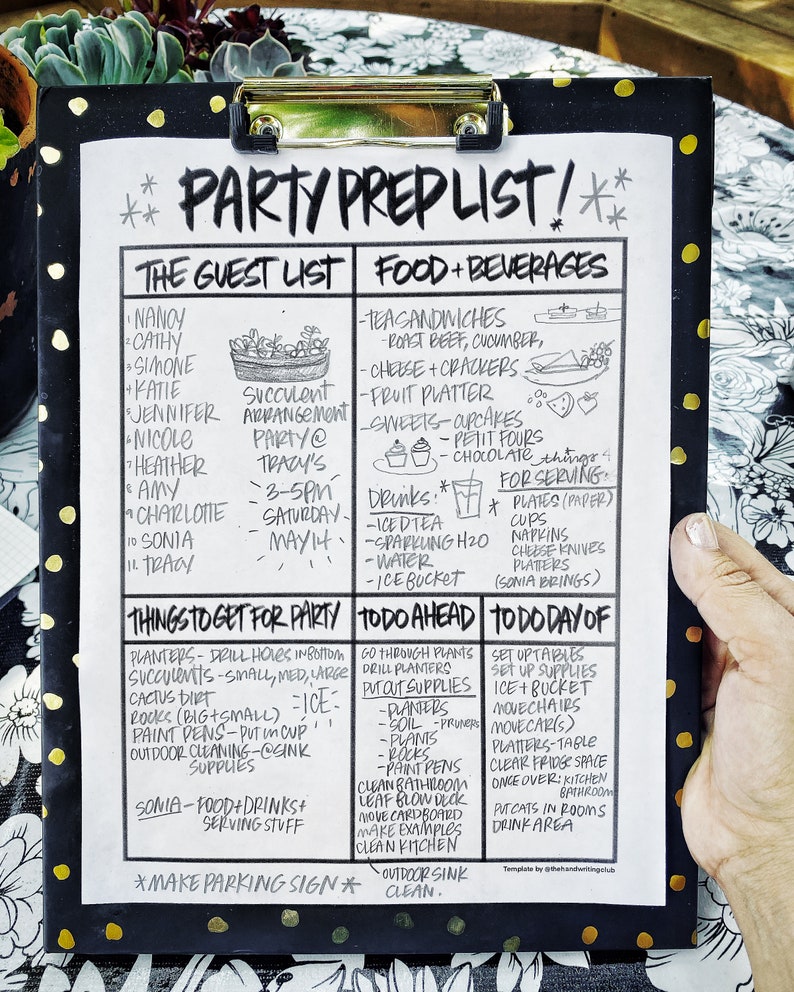Party Planning List Printable PDF Digital Download - Etsy