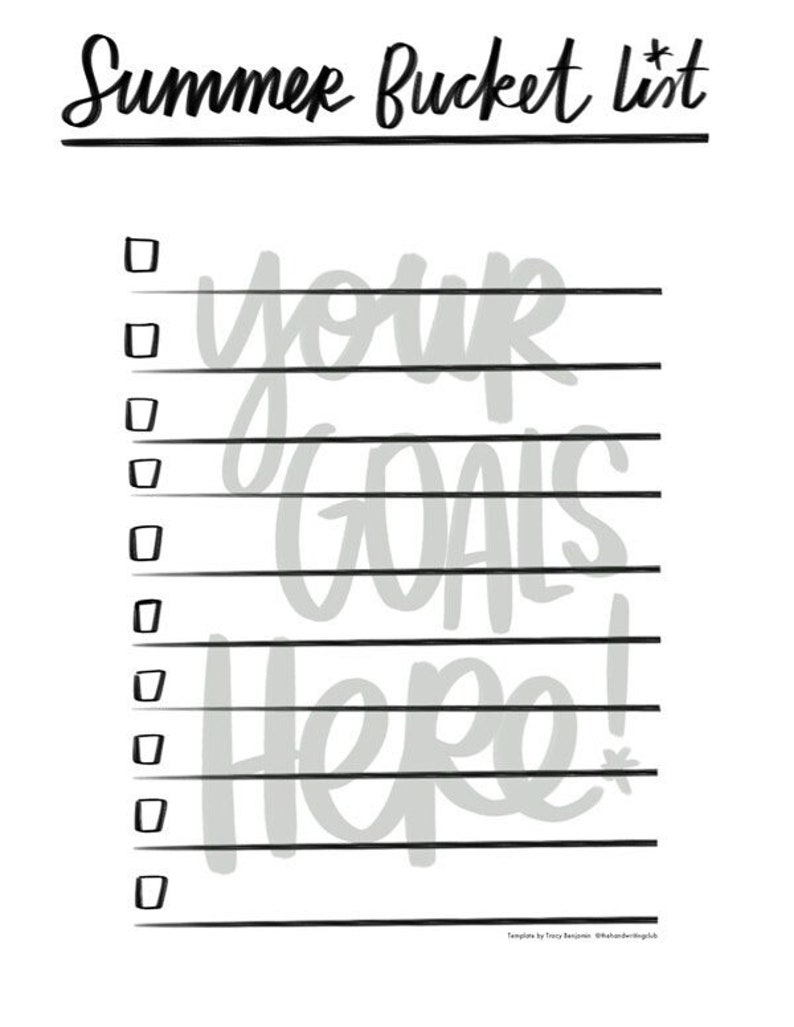 Summer Bucket List Printable PDF Digital Download - Etsy