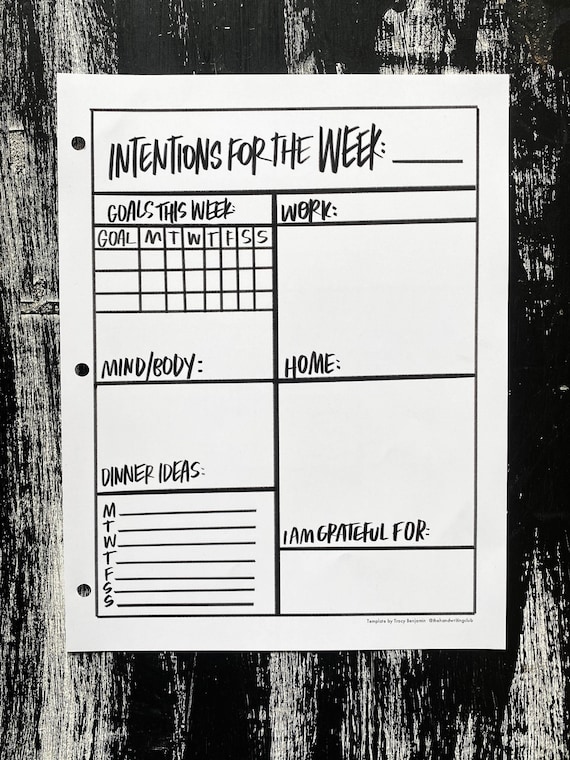 Intentions for the Week Printable PDF Digital Download - Etsy