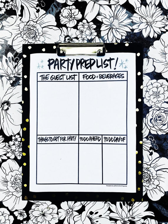 Party Planning List Printable PDF Digital Download - Etsy